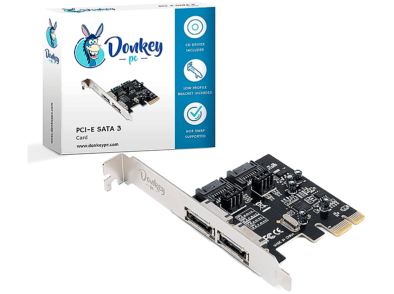 Tarjeta PCIe 2 SATA + 2 eSATA | Donkey pc DONKPCIESATA3, Plata | MediaMarkt