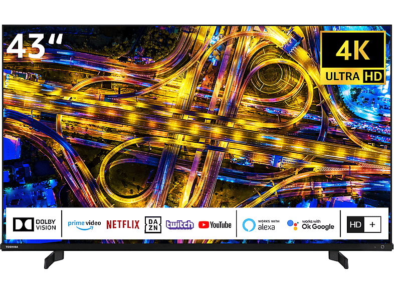 TOSHIBA 43UL4D63DGY LED TV (Flat, 43 Zoll / 108 cm, UHD 4K, SMART TV ...