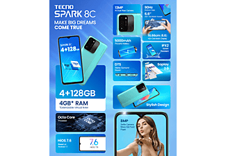 TECNO MOBILE SPARK 8C 128 GB Turquoise Cyan Dual SIM | MediaMarkt
