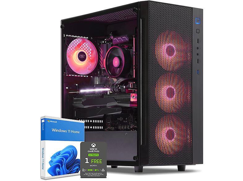 SEDATECH AMD Ryzen 5 5600X, Windows 11 Home mehrsprachig, Gaming PC mit ...