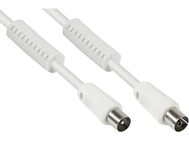 KABELMEISTER Koax Stecker an Koax Buchse, 2x Ferritkern, 95dB, 75 Ohm ...