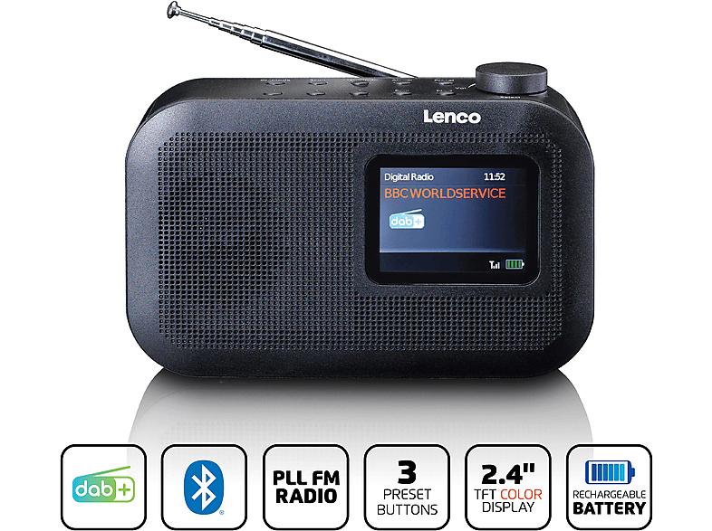 LENCO PDR-026BK Radio, DAB, FM, Bluetooth, Schwarz | MediaMarkt