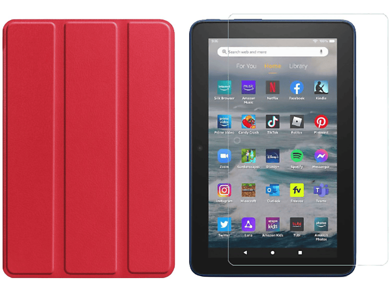 LOBWERK 2in1 Set (Schutzhülle + Schutzglas) Case Bookcover für Amazon ...