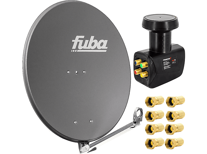 FUBA DAL 800 A Satellitenantenne Alu Anthrazit LNB Quad 8x F-Stecker ...