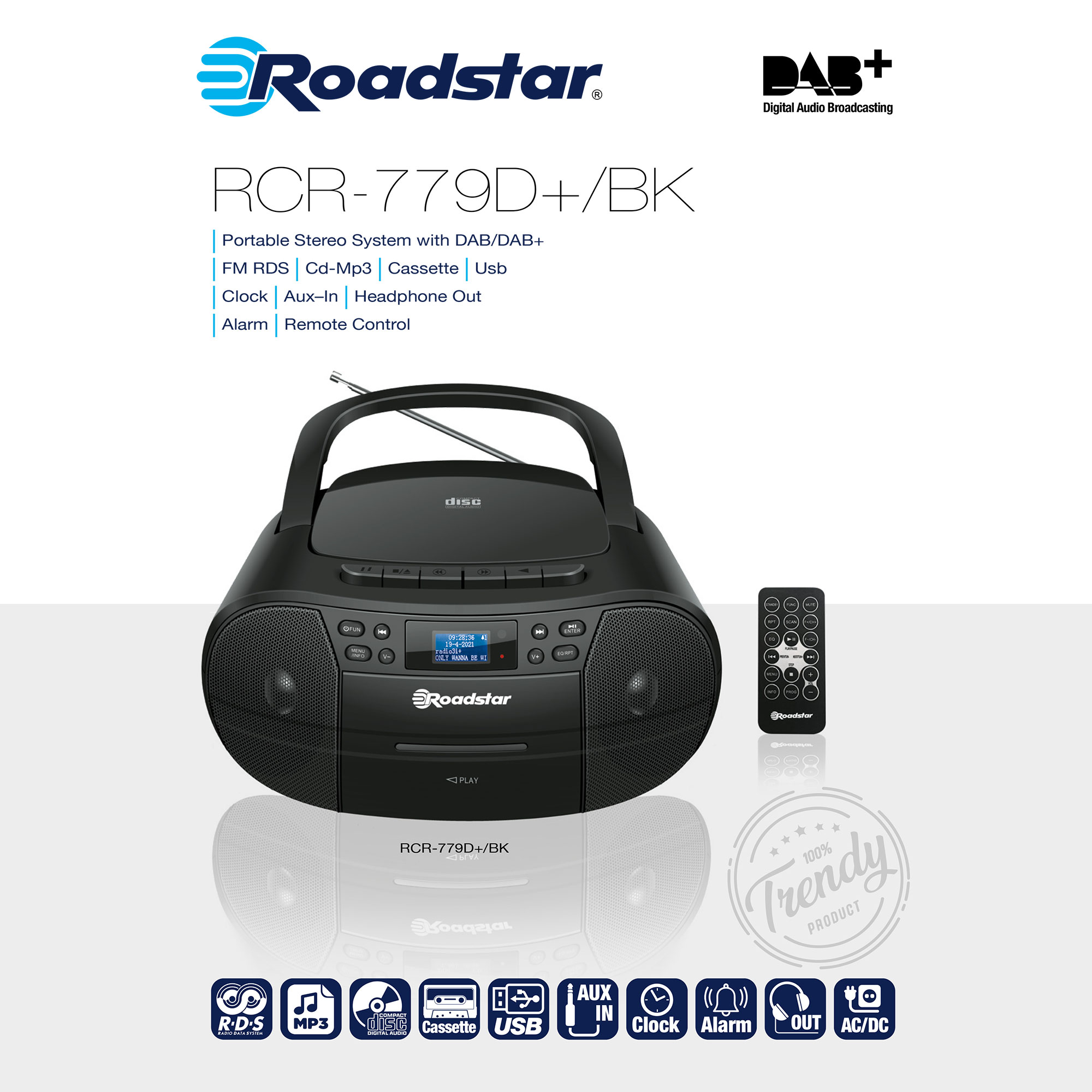 ROADSTAR RCR-779D+/BK Multifunktionsradio, Schwarz | MediaMarkt