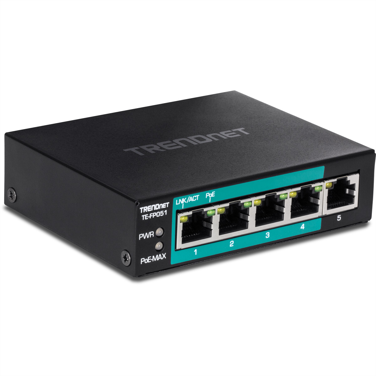 TRENDNET TE-FP051 5-Port PoE+ Switch Fast Ethernet Long Range PoE Fast ...