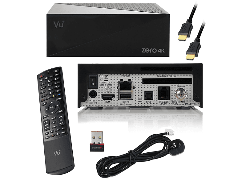 VU+ Zero 4K 1x DVB-S2 Tuner Linux Sat Receiver UHD H265 Wlan Stick HD Sat Receiver (Schwarz ...