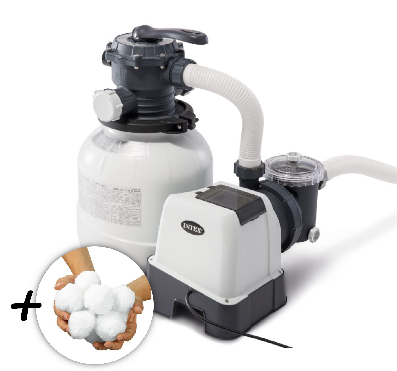 INTEX Sandfilterpumpe (7,9m³l/hr, bis 32m³ Pool) + Filterkugeln 700g ...