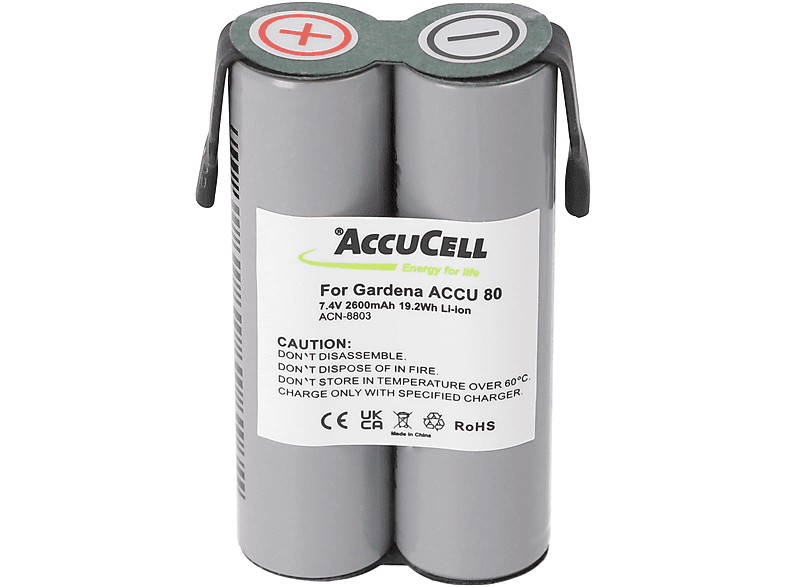 ACCUCELL Akku passend für Gardena Accu 80 Li-Ion Akku mit F Li-Ion | Lithium-Ionen Gartengeräte ...