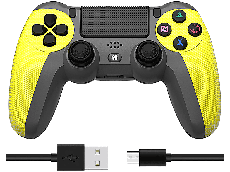 Gamepad | Amarillo limón,compatible con PS4 KINSI, PS4, Bluetooth, True ...