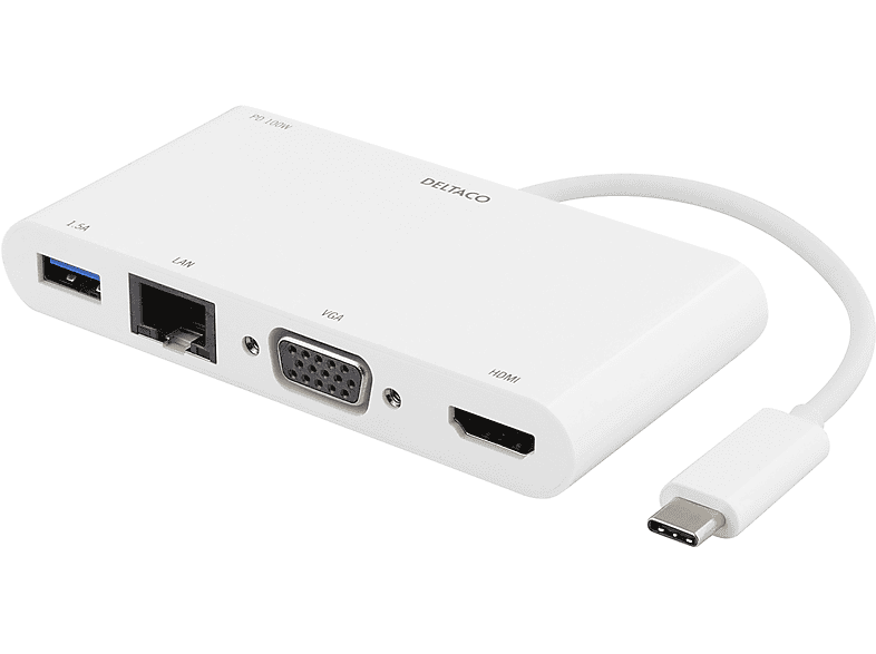 DELTACO USBC-HDMI14 Dockingstation, Weiss | SATURN
