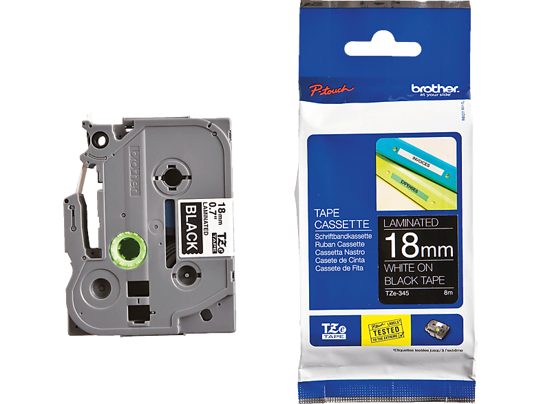BROTHER Tape Cassette TZE345 Schriftbandkassette weiß auf schwarz ...