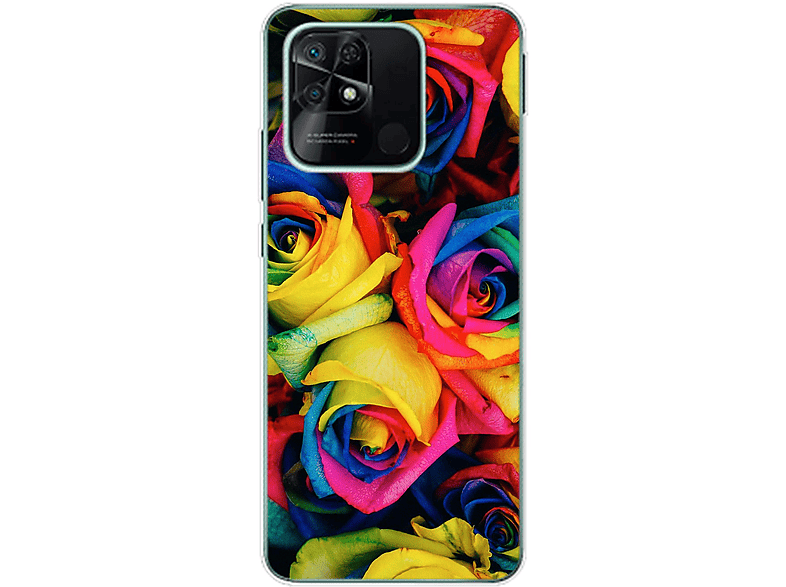 KÖNIG DESIGN Case, Backcover, Xiaomi, Redmi 10C, Bunte Rosen | MediaMarkt