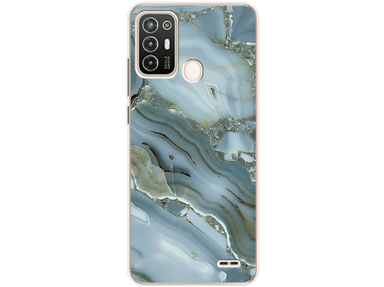 KÖNIG DESIGN Case, Backcover, ZTE, Blade A52, Marmor Blau | SATURN