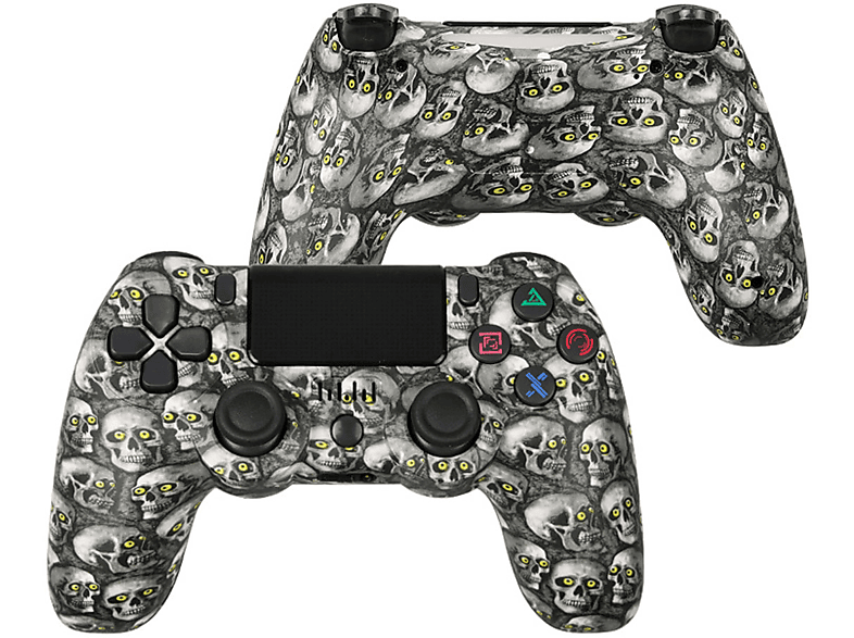 KINSI Gamepad für PC/PS2/PS3/PS4 Controller Grünäugiger Totenkopf ...