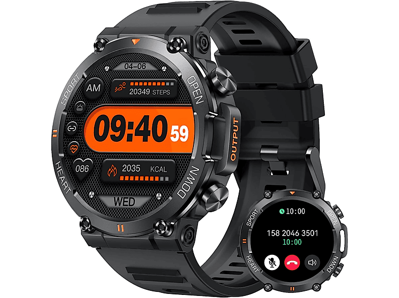 MANIKE HK56 Smartwatch stainless steel Silikon, 140 - 210 mm, Schwarz ...