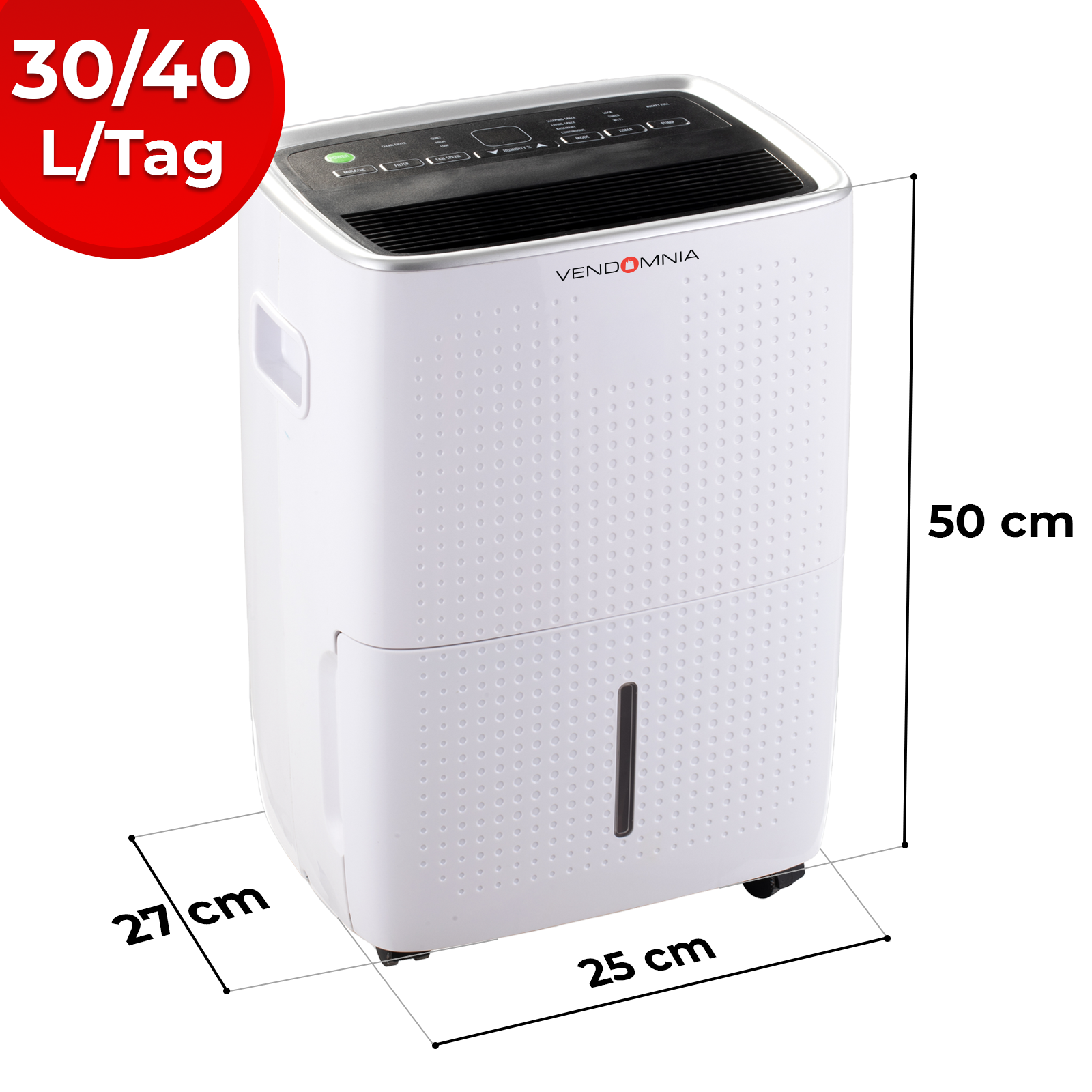VENDOMNIA Luftentfeuchter 40L / Tag, 3,7L Behälter Weiss, Raumgröße: 60 m²) | MediaMarkt