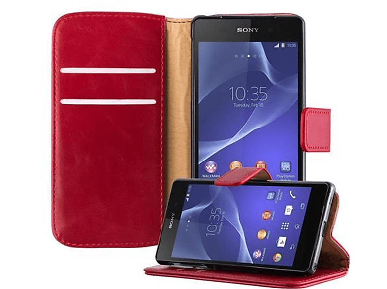 CADORABO Hülle Luxury Book Style, Bookcover, Sony, Xperia Z2, WEIN ROT ...