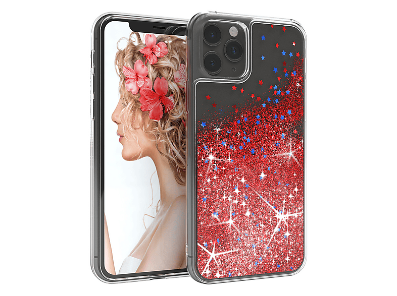 EAZY CASE Glitzerhülle Flüssig, Backcover, Apple, iPhone 11 Pro, Rot ...