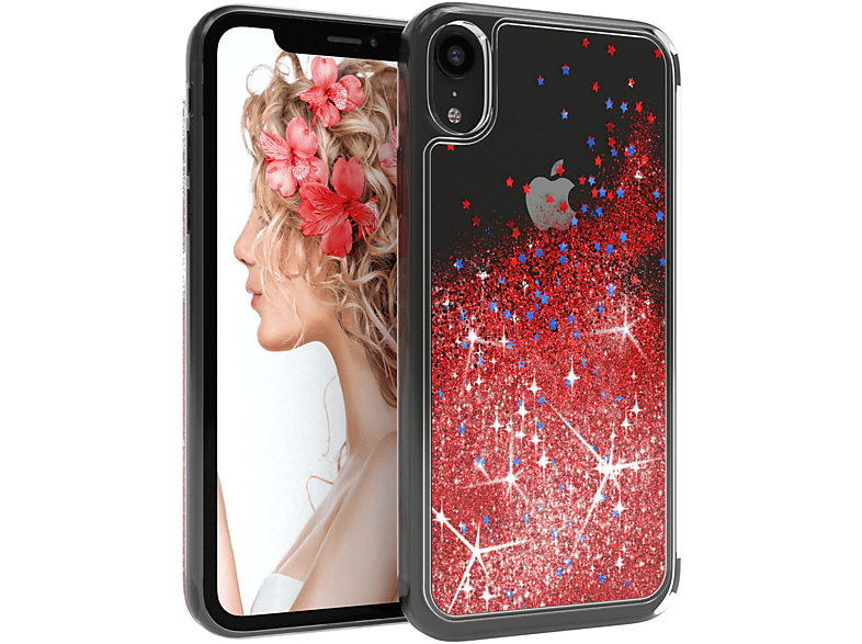 EAZY CASE Glitzerhülle Flüssig, Backcover, Apple, iPhone XR, Rot | SATURN