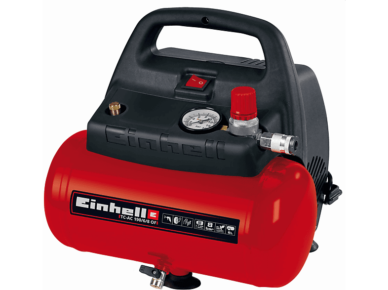 Kompressor 10 Bar Einhell Compressor TC-AC 190/6/8 Of (1,100 W, Max 8 ...