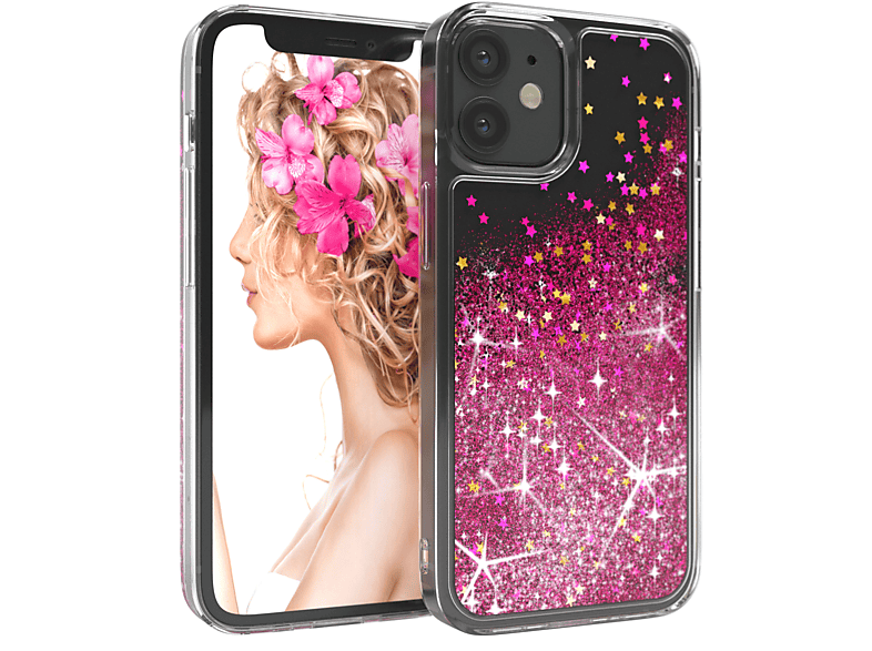 EAZY CASE Glitzerhülle Flüssig, Backcover, Apple, iPhone 12 Mini, Pink ...