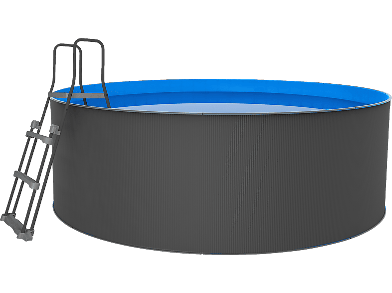 SWIM & FUN Santorini Pool Round Ø350 x 90 cm, Grau Pool, Grau | SATURN