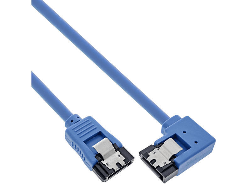 INLINE InLine® SATA 6Gb/s Anschlusskabel rund, abgew. rechts, blau, mit ...