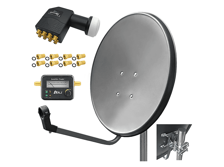 ARLI Satelliten Set Satfinder Sat Anlage (60 cm, Octo LNB) | SATURN