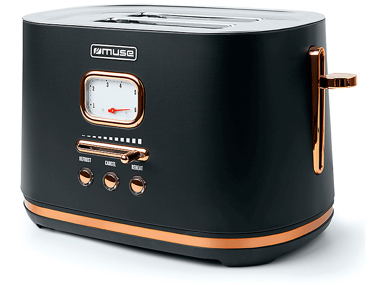 Tostadora | MUSE MS-130 BC, 1000 W, 2 ranuras, 2 rebanadas, Negro | MediaMarkt