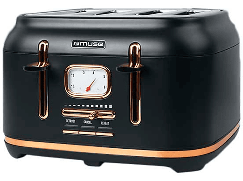 Tostadora | MUSE MS-131 BC, 1800 W, 4 ranuras, 4 rebanadas, Negro | MediaMarkt