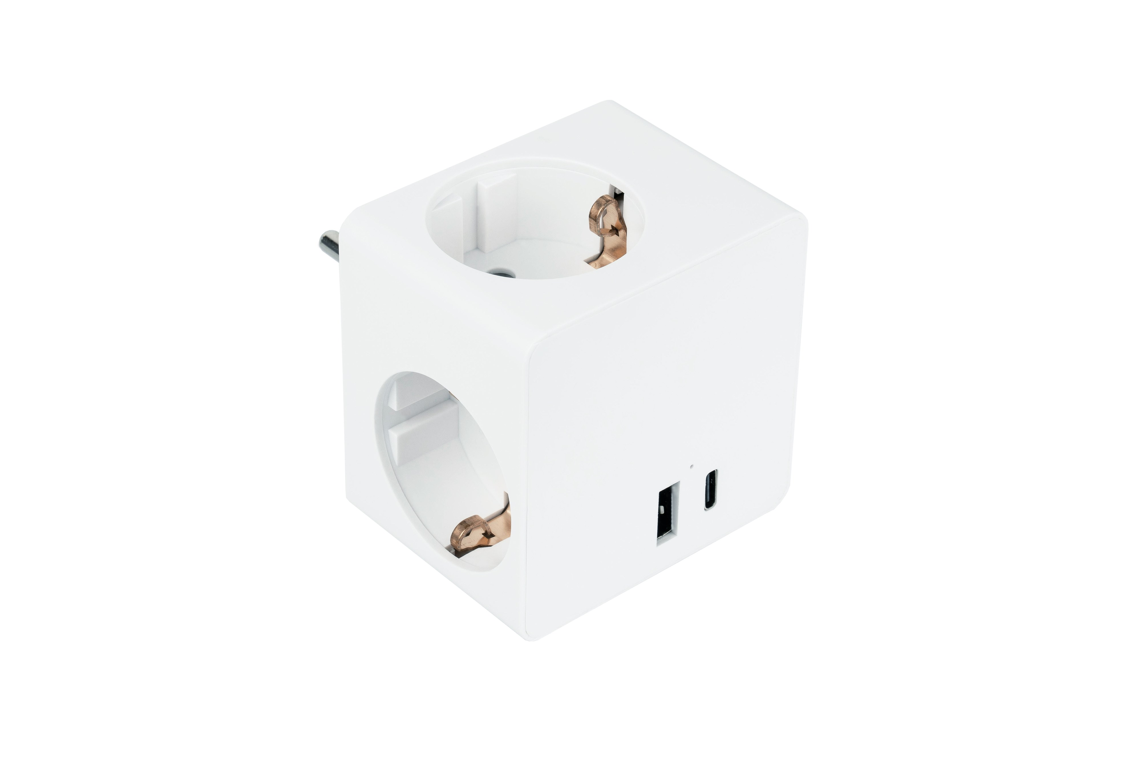 KABELMEISTER Steckdosenwürfel mit 3x Schutzkontakt-Buchse, USB-C ...