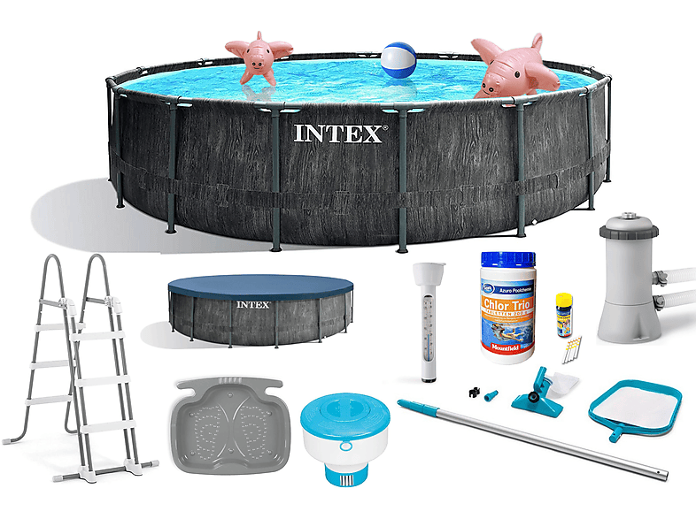 INTEX Greywood Prism Frame Pool Swimmingpool, braun | MediaMarkt