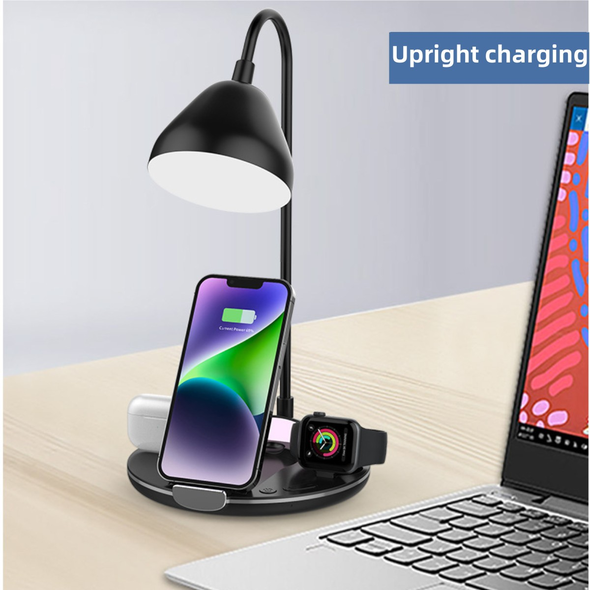 UWOT Schreibtischlampe Ladegerät Schwarz Magnetisch Faltbar Kabellos ...