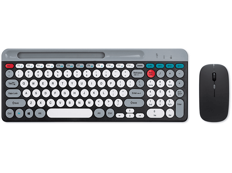 SYNTEK Tastatur- und Maus-Set Schwarz Kabellose, wiederaufladbare ...