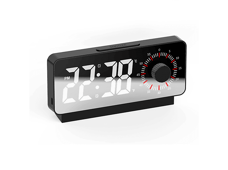 SYNTEK Wecker Schwarzer Spiegel LED Klar Großes Doppeldisplay Leuchtend ...