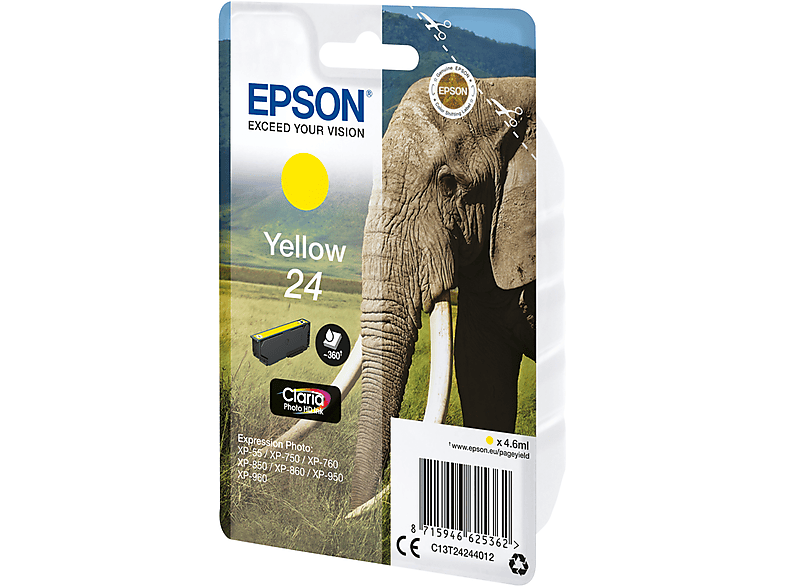 EPSON C13T24244012 YELLOW (ELEFANT) Tintenpatrone Gelb (C13T24244012 ...