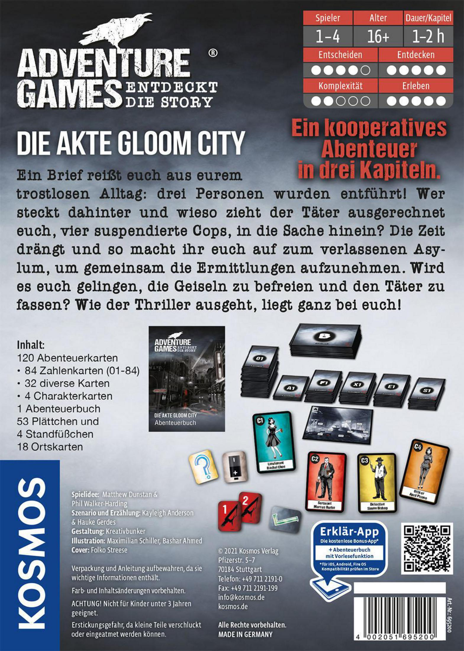 KOSMOS 695200 ADVENTURE GAMES-LE DOSSIER GLOOM CITY Jeu de société ...