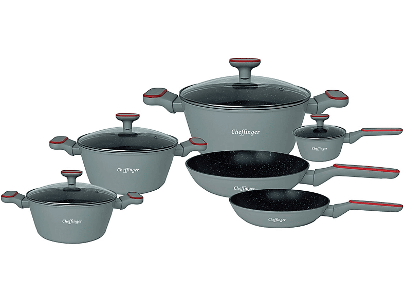 CHEFFINGER 10 tlg Kochgeschirr Set Kochtopf Aluminium | MediaMarkt