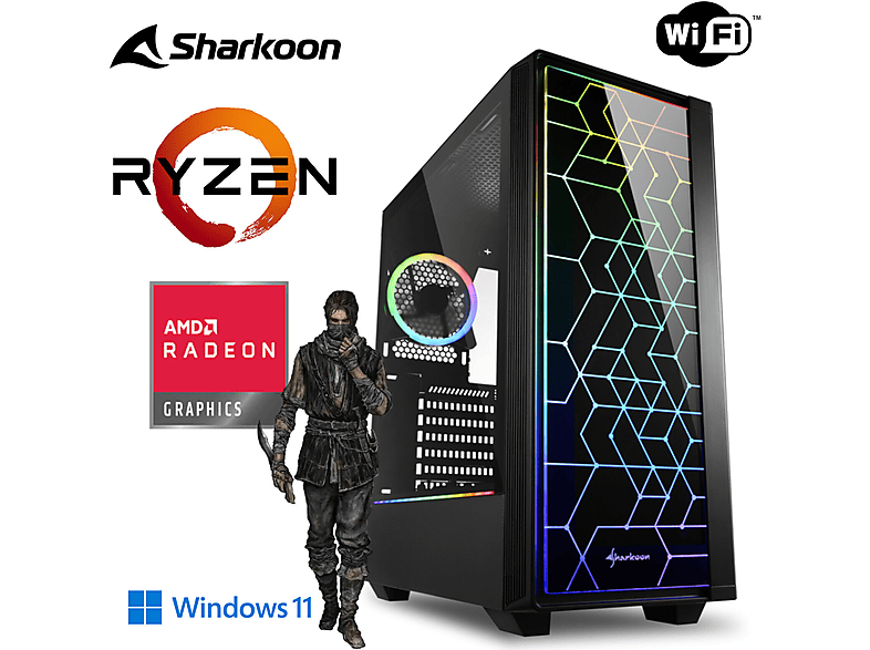 MEG-BAR Gaming PC, Gaming PC mit AMD Ryzen™ 5, 32 GB RAM, 1 TB mSSD ...