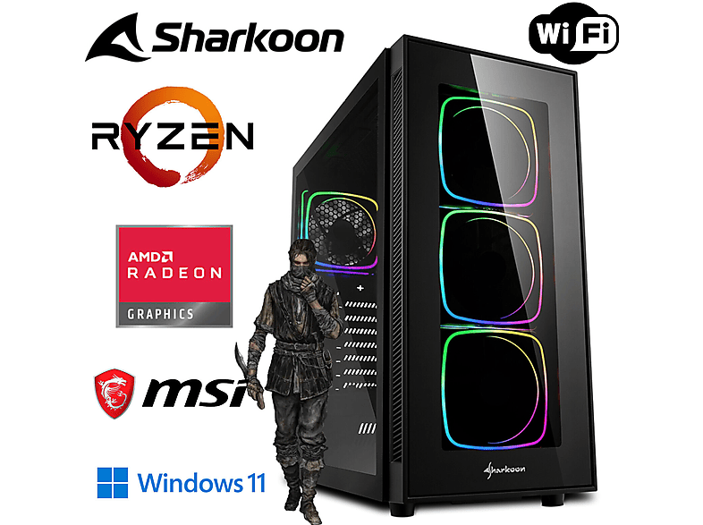 MEG-BAR Gaming PC, Gaming PC mit AMD Ryzen™ 5, 16 GB RAM, 512 GB mSSD ...