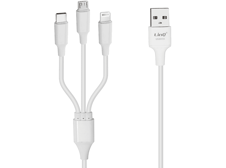 Cable USB | LINQ QC20W05, USB 3.0, USB-A, Lightning, Blanco | MediaMarkt