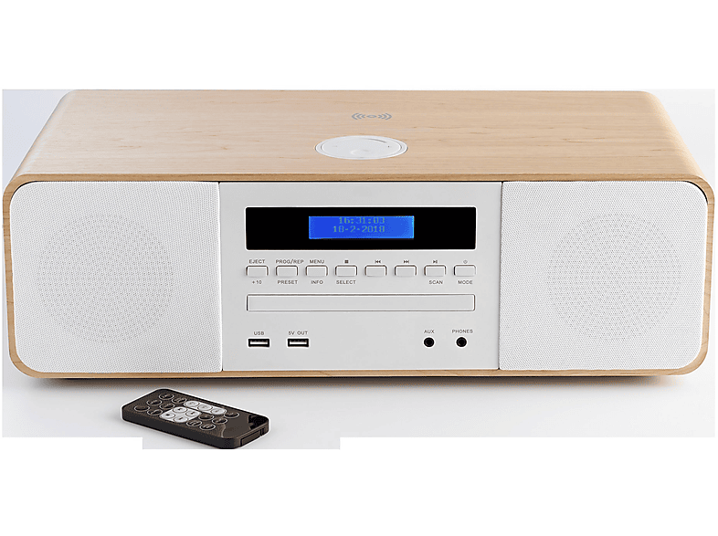 THOMSON MIC 201I BT Kompaktanlage, FM, Bluetooth, Weiß/Holz | MediaMarkt