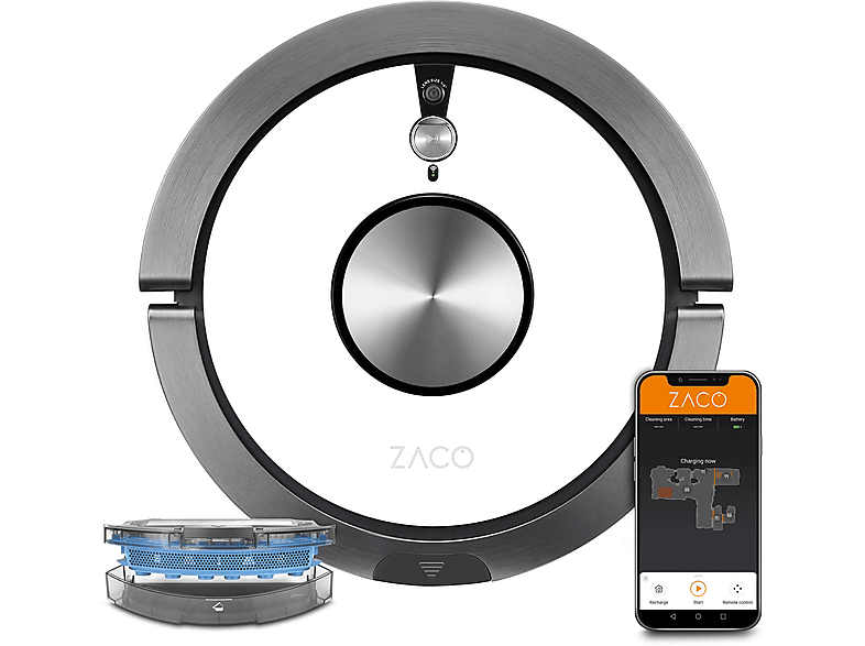Robot aspirador - ZACO 501905-Snow-White, 22 W, 0,3 l, 1 h y 50 min, 60 ...