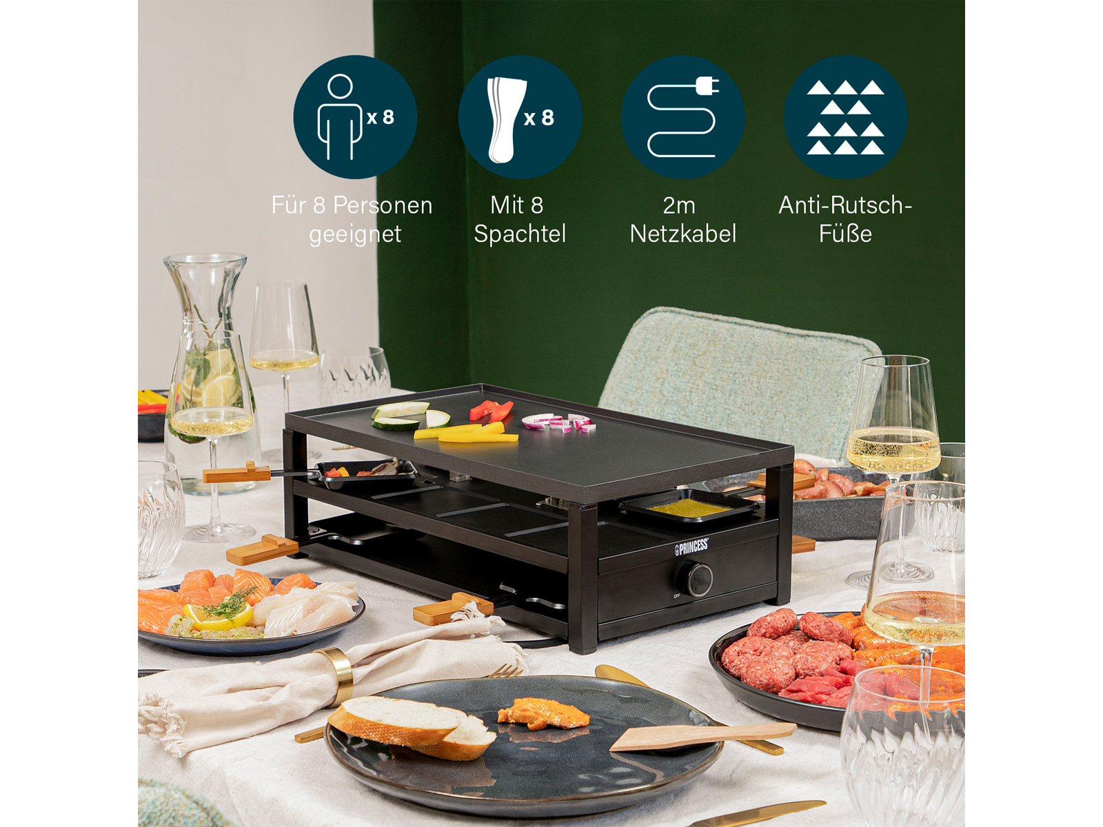 PRINCESS 162655 Gourmetstel Zwart, zilver | MediaMarkt