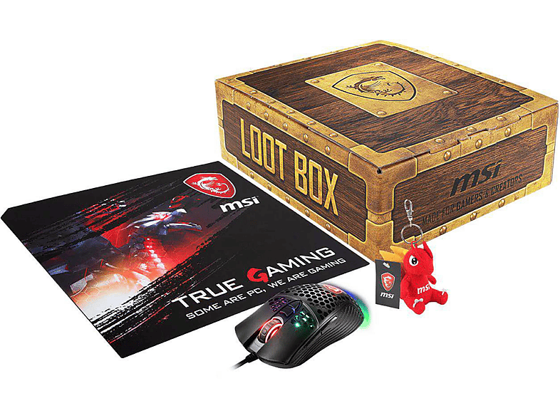 MSI 957-1XXXXE-079 LOOTBOX PACK MOUSE+MOUSEPAD+LUCKY P Set, Schwarz | SATURN