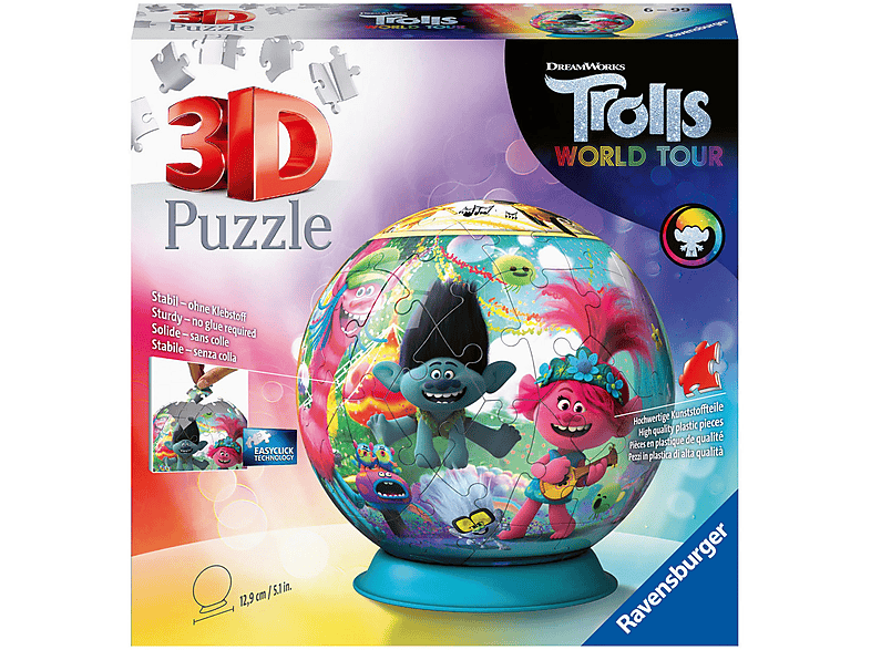 RAVENSBURGER 11169 PUZZLE-BALL TROLLS WORLD TOUR 3D Puzzle Mehrfarbig ...