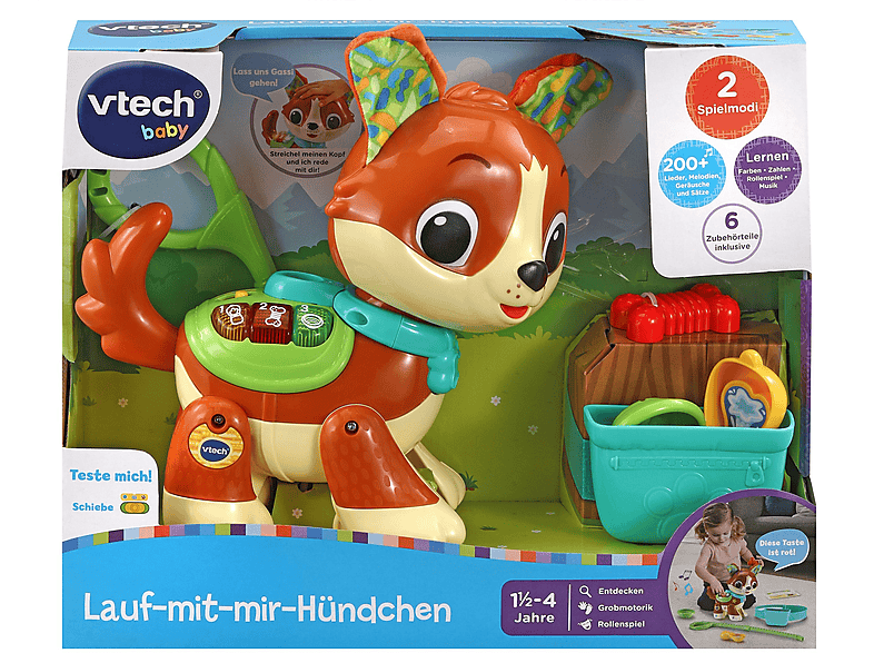 VTECH 80-552564 LAUF-MIT-MIR-HÜNDCHEN Interaktives Haustier, Mehrfarbig ...