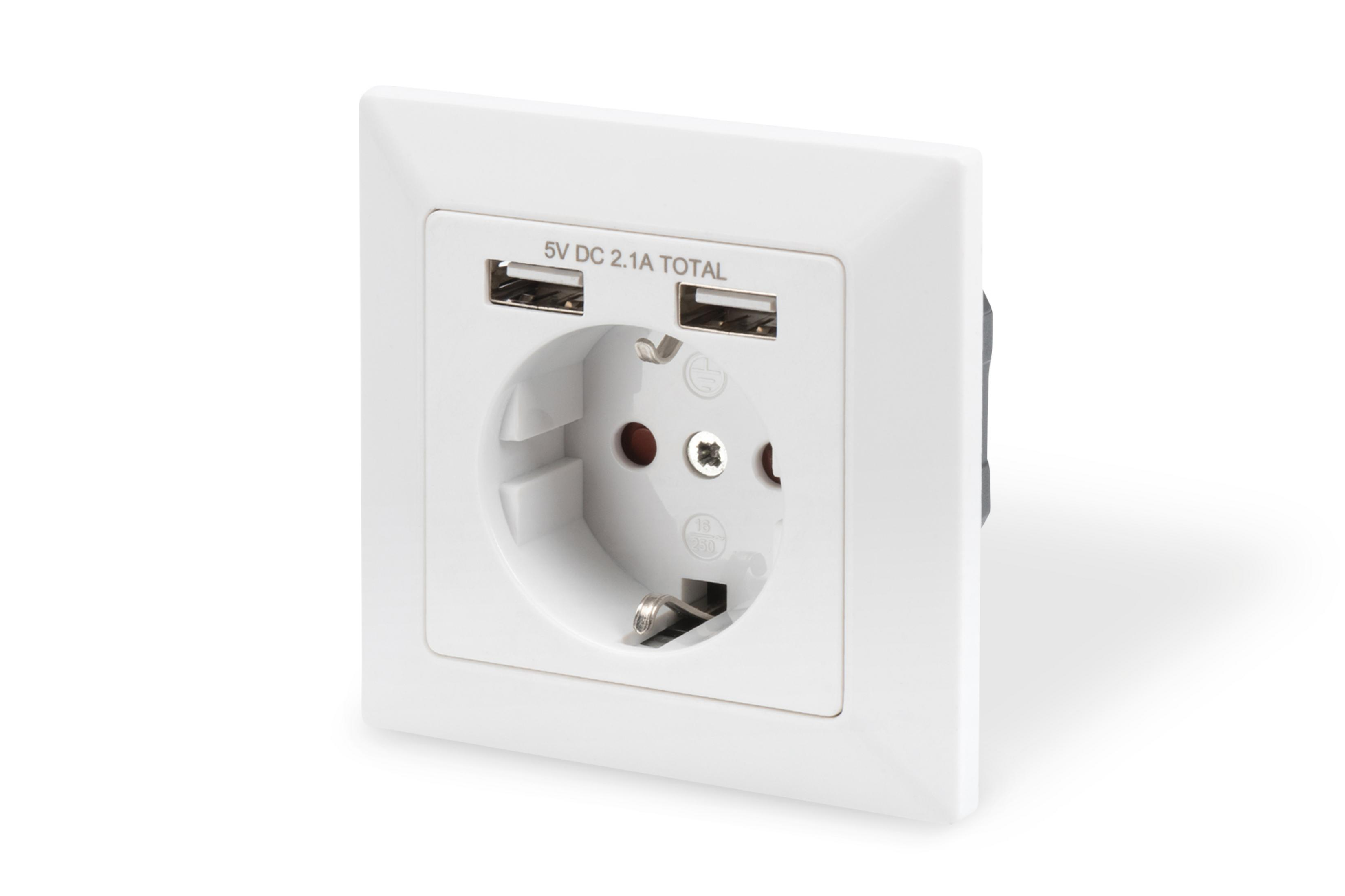PRESA ELETTRICA DA INCASSO DIGITUS DA-70613, 250 Volt, Porte USB 2 ...
