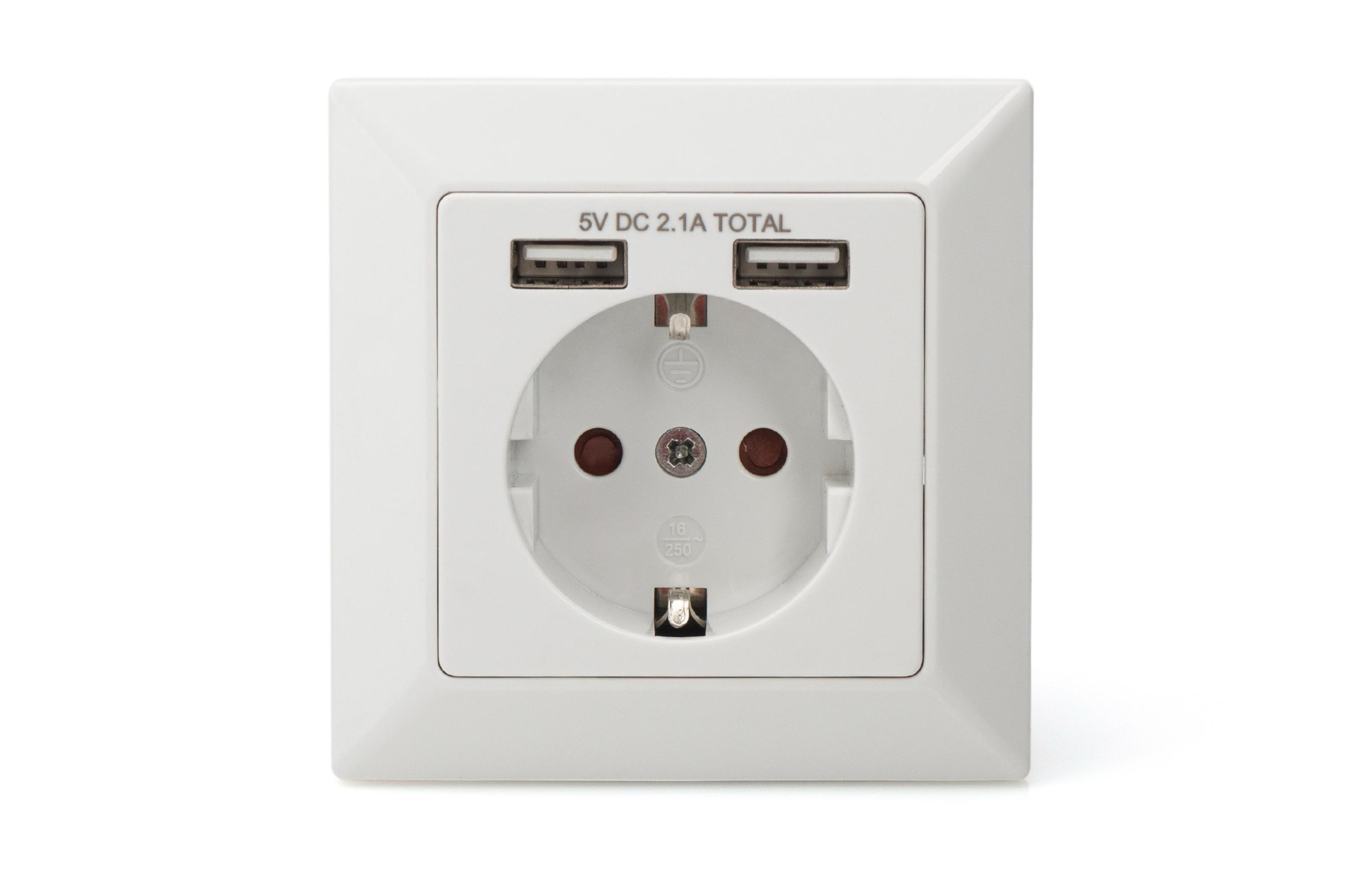 PRESA ELETTRICA DA INCASSO DIGITUS DA-70613, 250 Volt, Porte USB 2 ...